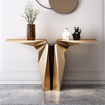 Cina Console in acciaio inossidabile Tavolo Muro Tavolo forma ala angelico con base in oro spazzolato Hotel Villa e uso in soggiorno in vendita