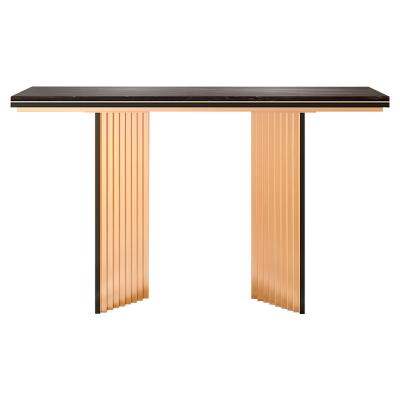 Chine Console en acier inoxydable de table de bois de chêne foncé jambes villa et salon à vendre