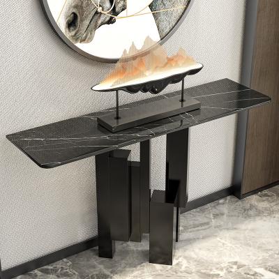 China Bronze Black And Marble Console Table Stainless Steel and Walnut for sale