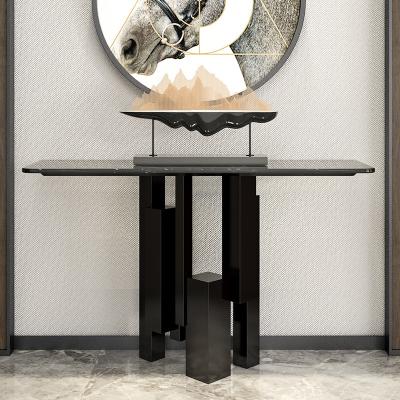 China Bronze Black And Marble Console Table Stainless Steel and Walnut for sale