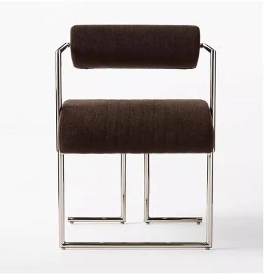 Cina Sedie da pranzo imbottite in acciaio inossidabile Armchair marrone a telaio metallico in vendita