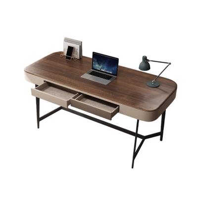 China Table à écrire en fer à jambe en chêne massif Laque Finition Table de bureau en bois for sale