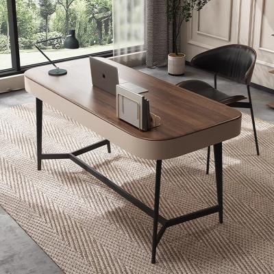 China Iron Leg Solid Oak Writing Table Lacquer Finish Wooden Office Table for sale