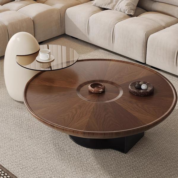 Quality Oak Veneer Central Round Coffee Table Natural Wood Top Metal Legs For Living for sale
