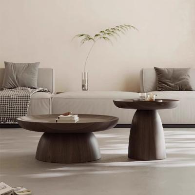 China Veneer Walnut Coffee Table Natural Wood Round Coffee Table for sale