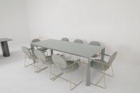 China Customizable Ceramic Top Dining Table with Stainless Steel Base for Hotel Use for sale