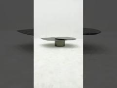 Sala de estar mesa de café giratória de aço inoxidável com bronze antigo satinado acabamento de mármore natural cima de metal pernas