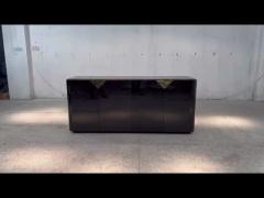 Brushed Gold Wooden Sideboard Cabinet Oak Dark Wood Buffet Cabinet Black
