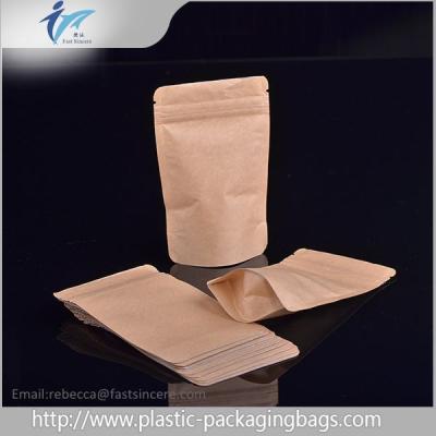 China Kraft Paper Stand up Zipper Bags for Tea , Self Standing Paper Bags with for sale