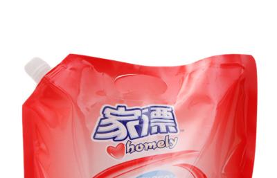 China Coloured Spout Pouches , Red Washing Liquid Bag With Spout for sale