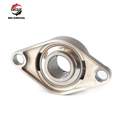 China SSUCFL202 Stainless Steel Flange Pillow Block Bearing 15mm Two Bolt Flanged Mounted Ball Bearing For Food Machinery for sale