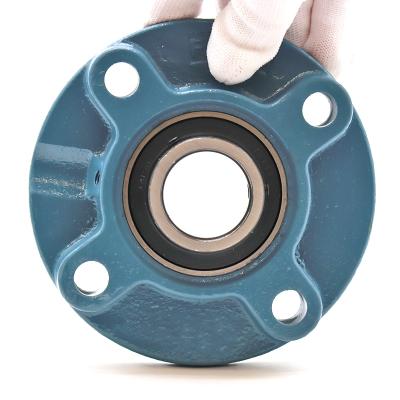 China UCFC214 Four Bolt Round Flange Bearing Unit 70mm Bore UC214 Set Screw Lock Cast Iron Mounted Bearing for sale