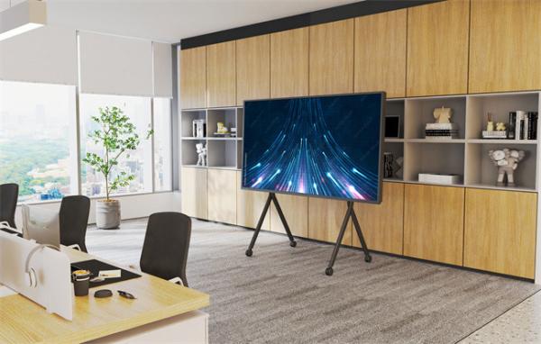 Quality White Mobile TV Stand Large Size Meeting TV Cart Heavy Duty For 65 - 110 Inch for sale
