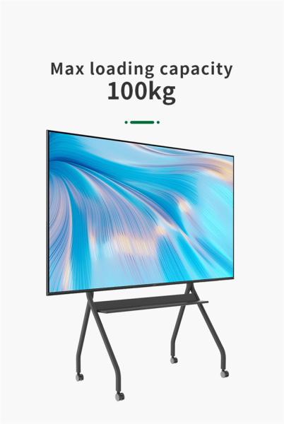 Quality Capacity 100kg 86inch Mobile TV Cart Rolling TV Stand Vesa 600 X 1080mm for sale
