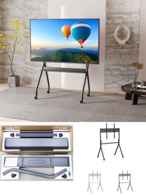 China 86 inch OLED rollend tv-kastje stand mobiele zware TV trolley wagen met wielen Te koop
