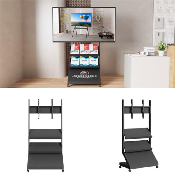 Quality 132lbs Rolling TV Cart With Shelf Height Adjustable Trolley Rolling Flat Screen for sale