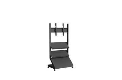 China 40 To 86 Inch Rolling TV Stand Rolling Flat Screen Tv Stand With Wheels 2 Shelves Space Saving for sale