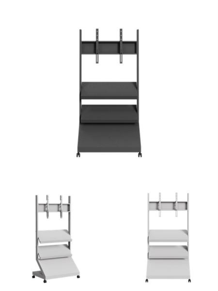 Quality Black Rolling TV Stand 132Lbs With Documents Shelf Rolling Tv Shelf With Wheels for sale