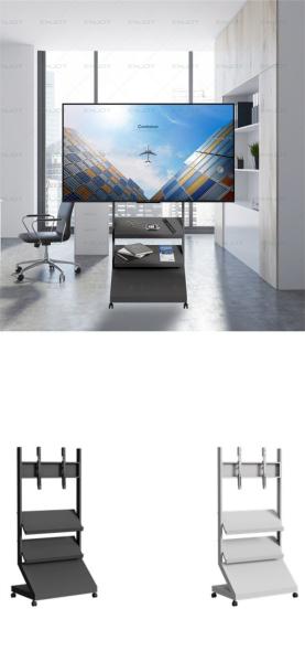 Quality Black Rolling TV Stand 132Lbs With Documents Shelf Rolling Tv Shelf With Wheels for sale