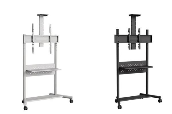 Quality Floor Mount Monitor Stand With Shelf For 65-86 Inch Heavy Duty 198Lbs for sale
