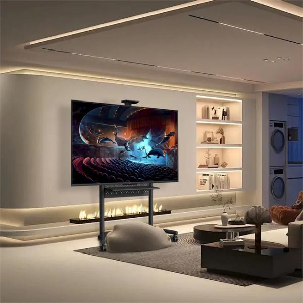 Quality Heavy Duty TV Mobile Cart Adjustable Height Tv Stand W Wheels For Large Screens for sale