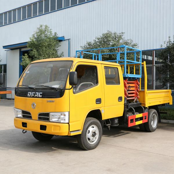 Quality Dongfeng 6 Wheeler Scissor Hydraulic Truck Mounted Ladder 8m 10m 12m for sale