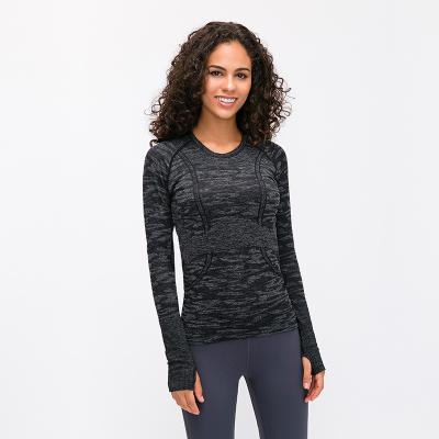 中国 10色は長く継ぎ目が無いおなか制御女性の体育館のTシャツにスリーブを付ける 販売のため