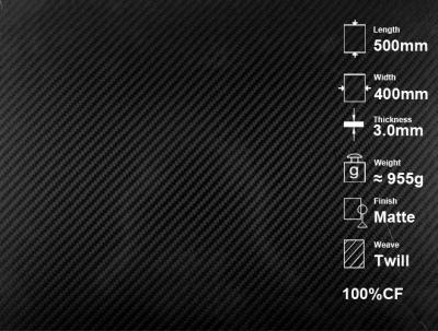 중국 고강도 무게비 능직물 광택이 없는 탄소 섬유 격판덮개 널 3K 물자에 3.0mm 판매용