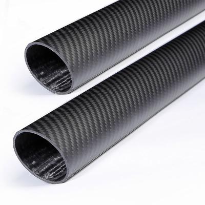 China High Strength Woven Finish Carbon Fiber Tube Roll Wrapped Twill Pattern for sale