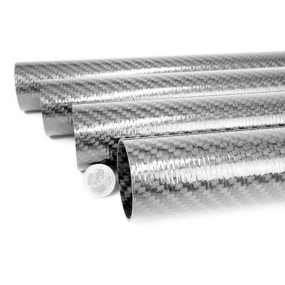 China High Strength Woven Finish Carbon Fiber Tube Roll Wrapped Twill Pattern for sale
