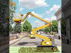 Elevatore per edilizia semovente usato con braccio curvo, piattaforma elevatrice elettrica Haulotte