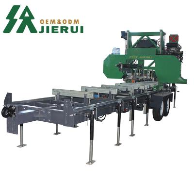 China 2024 JIERUI Gas Log Saw Mill Wood Cutting Diesel Portable Sawmill Machine with Trailer for sale