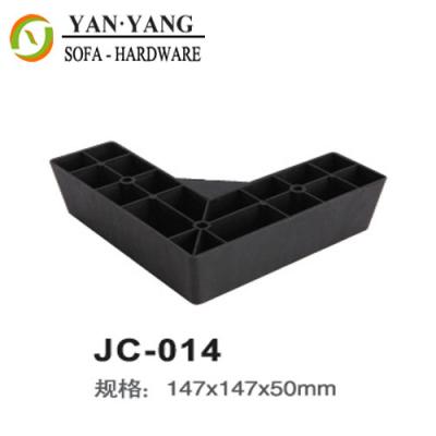 China 147*147*50mm high black furniture accessories injection plastic corner sofa legs JC-014 for sale