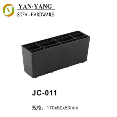 China 80mm high OEM black furniture legs injection plastic rectangular sofa legs JC-011 for sale