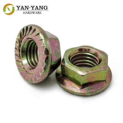 China Furniture hardware Hexagon Zinc plating iron Flange Flower Nut for sale