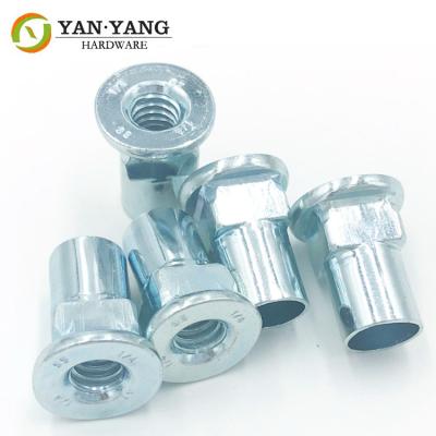 China Furniture Hardware Casing Fasteners zinc iron Wooden Board Nuts for sale