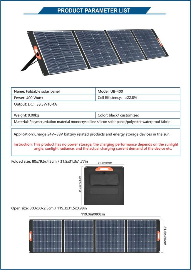 Higher Power Output High Quality Portable Solar Panel for Travel & Boat