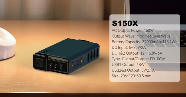 Portable Power Station 150W for Home Outdoors Emergency Backup with 110V 220V AC Output Power Station