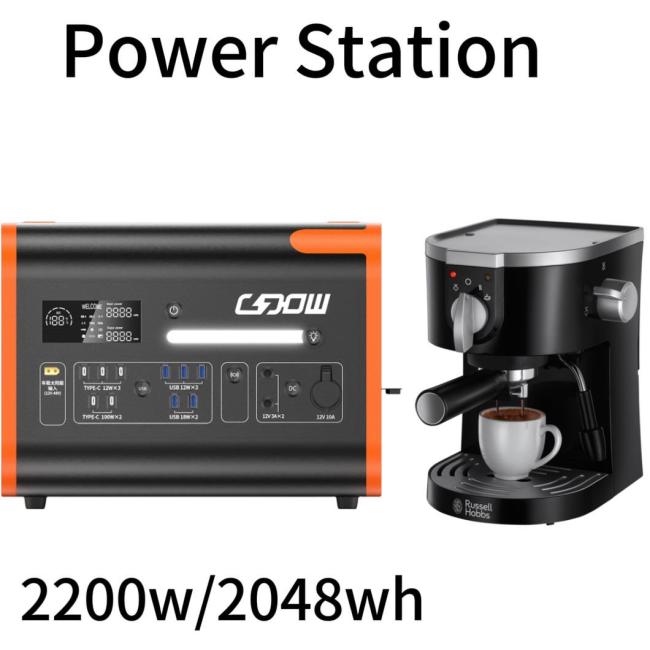 2200W 2048wh Portable Power Solar Input 800W Outdoor Emergency Power Station