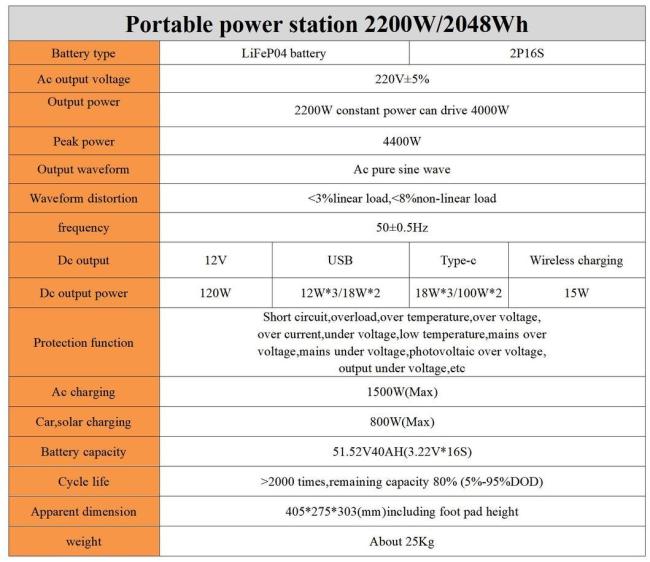 220V Outdoor Energy Storage Mobile Power Supply 2048wh/40ah Large-Capacity Portable Emergency Power Station
