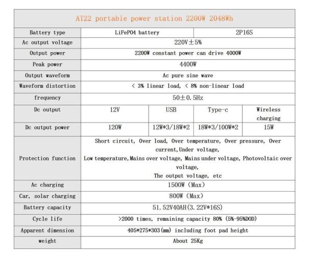 Type C Can Be Customized, Charging Input Solar Generator Outdoor Mobile Power Station 2400W