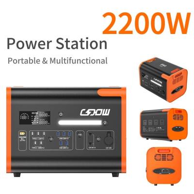 Cina Emergenza all'aperto Centrale elettrica portatile 2200W con tipo C 3*18W/2*100W Arancione Nero in vendita