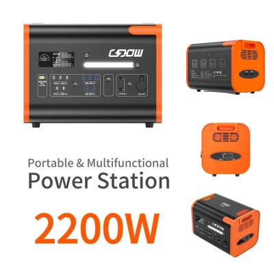 China Banco de energia portátil de 2200W com painel solar recarregável de 2500W e 3*18W/2*100W tipo-C à venda