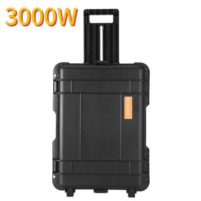 China 3000W Black Drawbar Box Estação de Energia Eólica Solar Portátil 2kw LiFePO4 Bateria de Lítio à venda