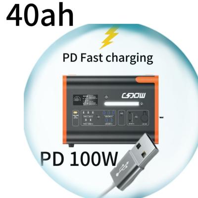 Cina 40ah Generatore solare presa di corrente 2200W Portatile Campeggio Centrale elettrica solare Arancione Nero in vendita