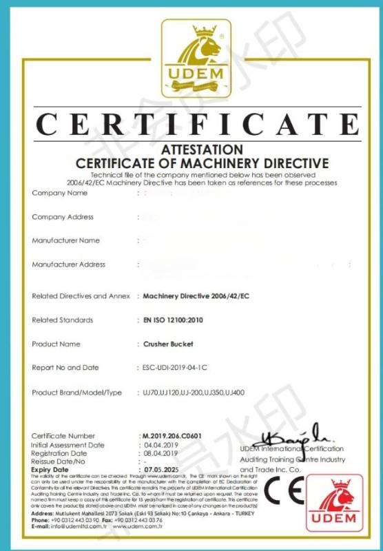 Certificate of machinery directive - Delford Machinery Company
