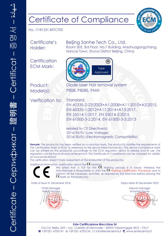 Certificate of Compliance - Bei Jing San He Tech Co.,Ltd.