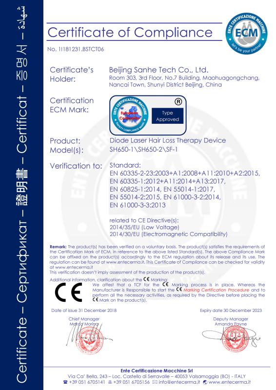 Certificate of Compliance - Bei Jing San He Tech Co.,Ltd.