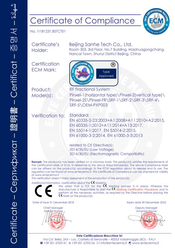Certificate of Compliance - Bei Jing San He Tech Co.,Ltd.