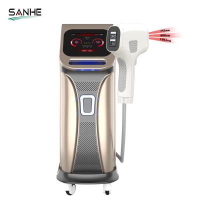 China Sistema verticale di depilazione del laser a diodi di lunghezza d'onda di triplo 2000w/1200w for sale